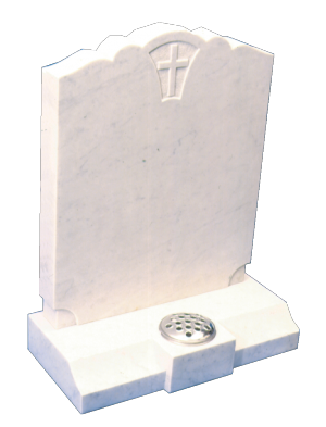 Buy Marble Headstone - Curved top with inset cross in panel ...